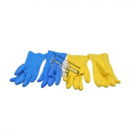 RUBBER HAND GLOVES BLUE / YELLOW L / M